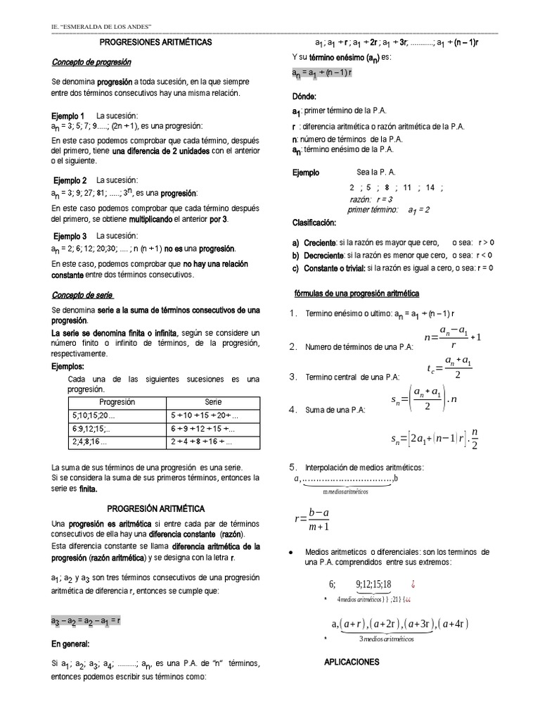 Progresiones Aritméticas | PDF | Secuencia | Matemáticas