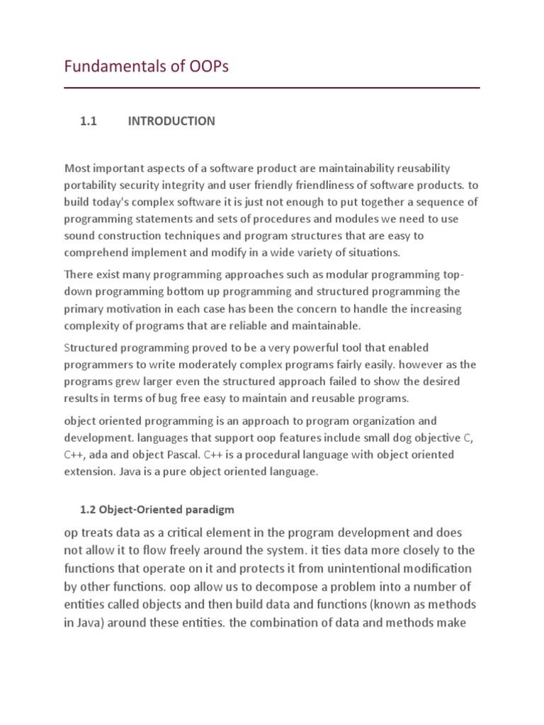Fundamentals of OOPs | PDF | Object Oriented Programming | Object (Computer Science)