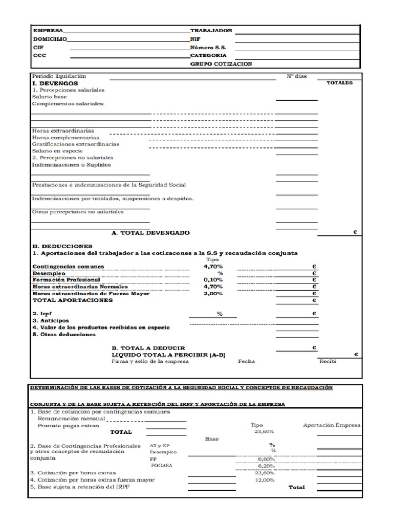 Nómina Plantilla | PDF