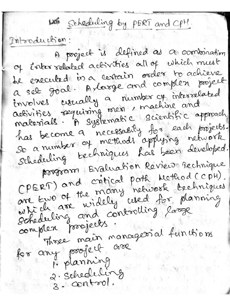 Unit - 4 PERT and CPM Theory Notes | PDF