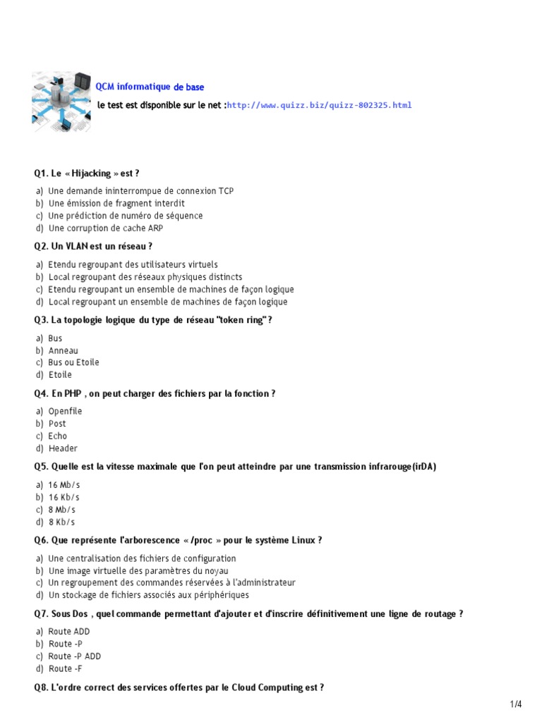 QCM Informatique de Base | PDF