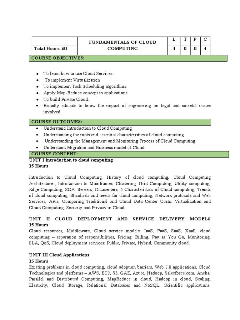 FCC Syllabus | PDF | Cloud Computing | Computing