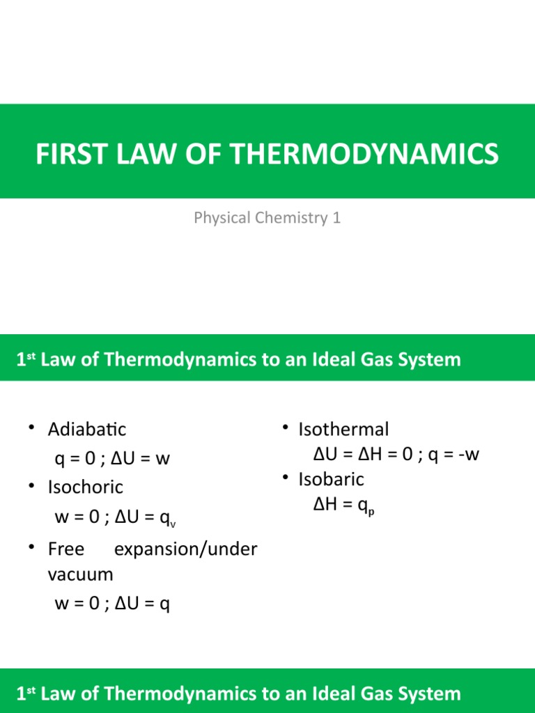 First Law of Thermodynamics: Physical Chemistry 1 | PDF