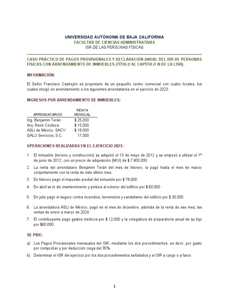 Caso 1 Arrendamiento Inmuebles 23 1 | PDF