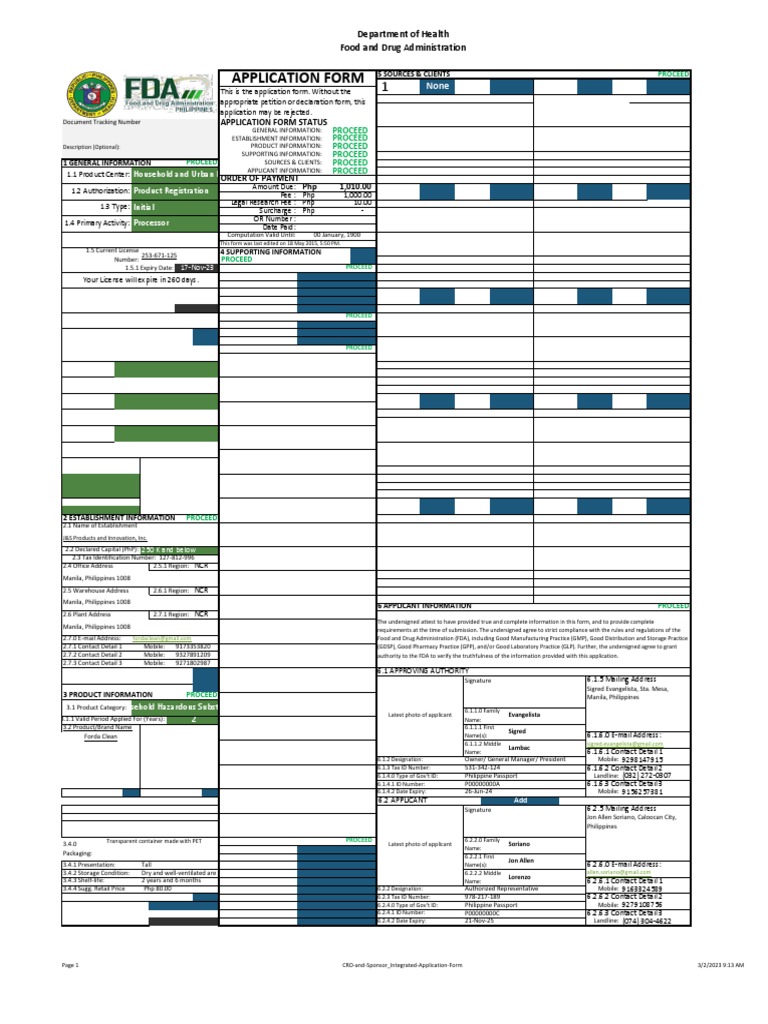 CRO and Sponsor - Integrated Application Form | PDF