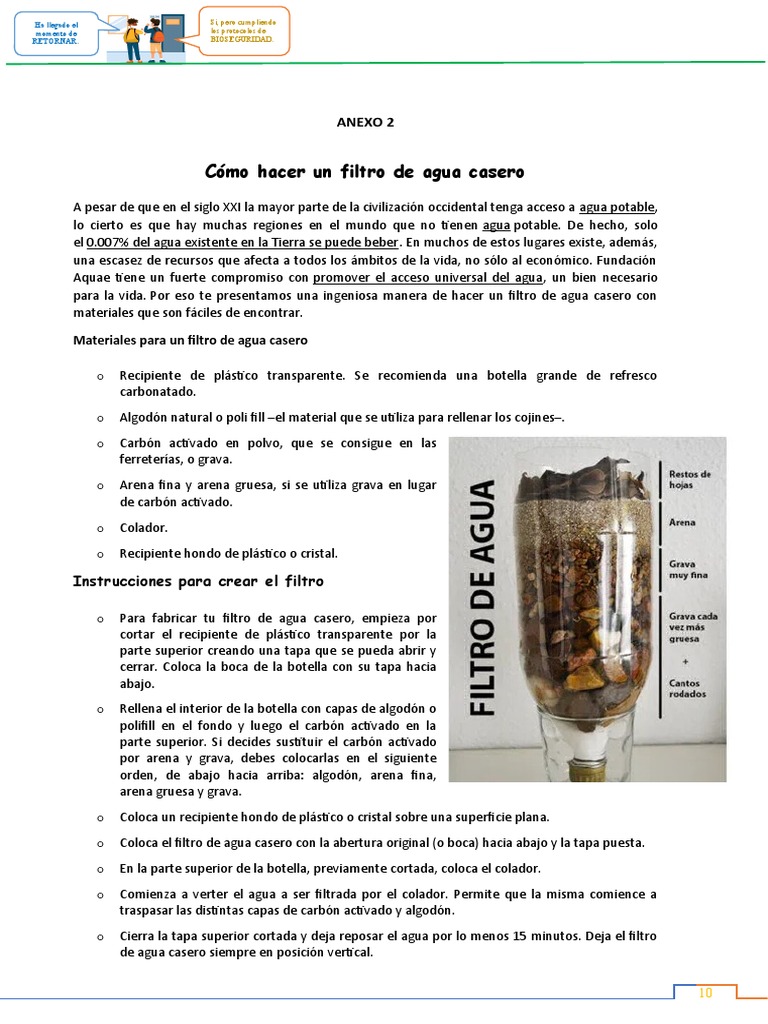 Cómo Hacer Un Filtro de Agua Casero: Anexo 2 | PDF | Agua | Permeabilidad (Ciencias de la Tierra)