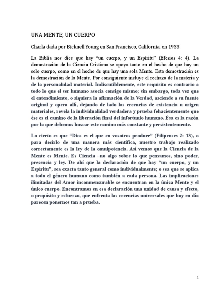 Bicknell Young Una Mente Un Cuerpo | PDF