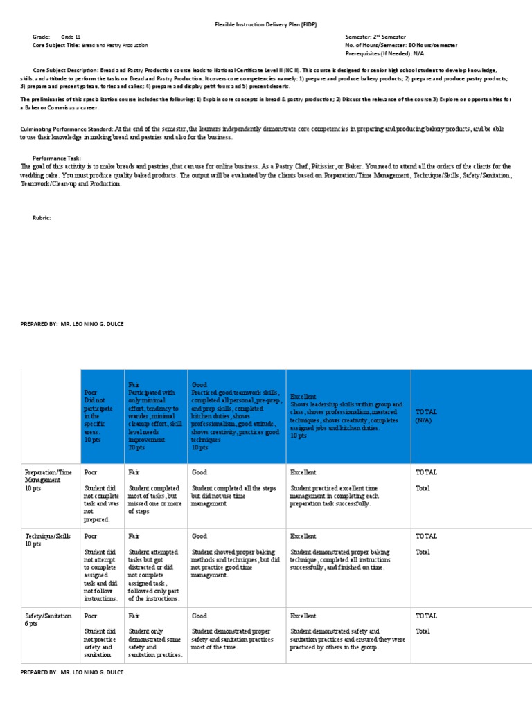 BPP Core Competencies in Baking Course | PDF