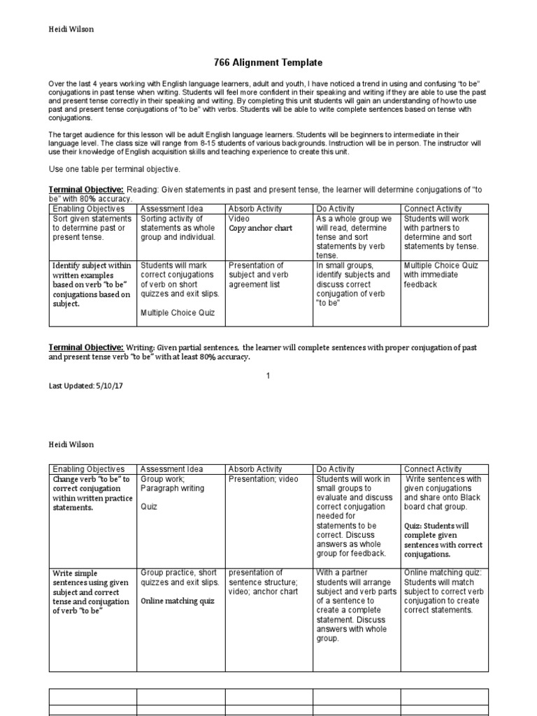 Wilson 766 Alignment Chart | PDF | Grammatical Tense | Verb