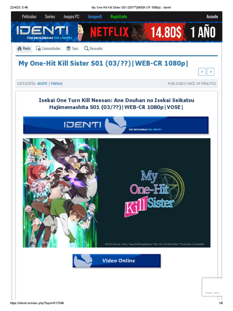 My One-Hit Kill Sister S01E03 1080p Anime | PDF | Cuadros por segundo ...