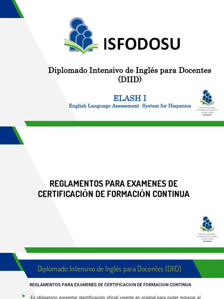 Diplomado Intensivo de Inglés para Docentes (DIID) : Elash I | PDF