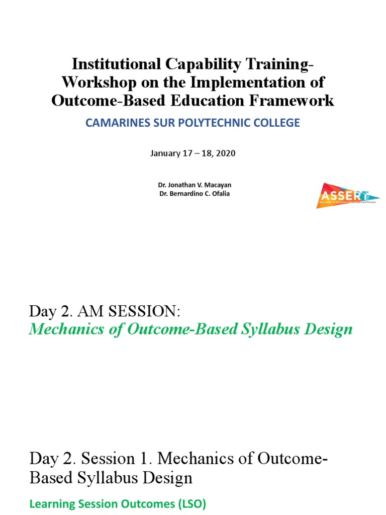 Institutional Capability Training-Workshop On The Implementation of ...