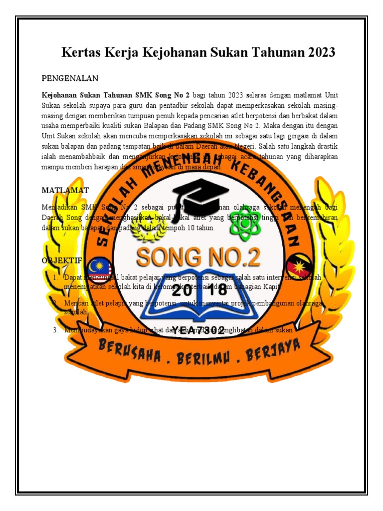 Kejohanan Sukan Tahunan SMK Song 2023 | PDF