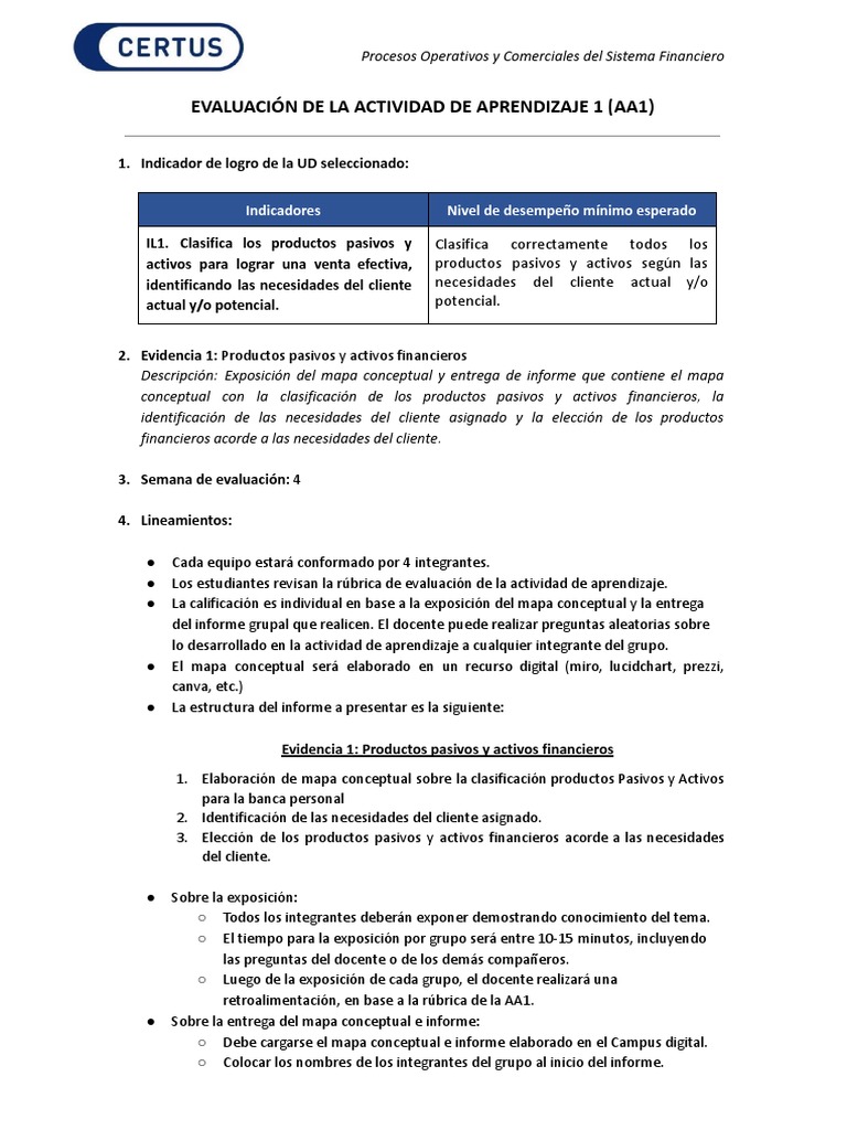 Lineamientos Evaluación de AA1 | PDF | Evaluación | Cliente