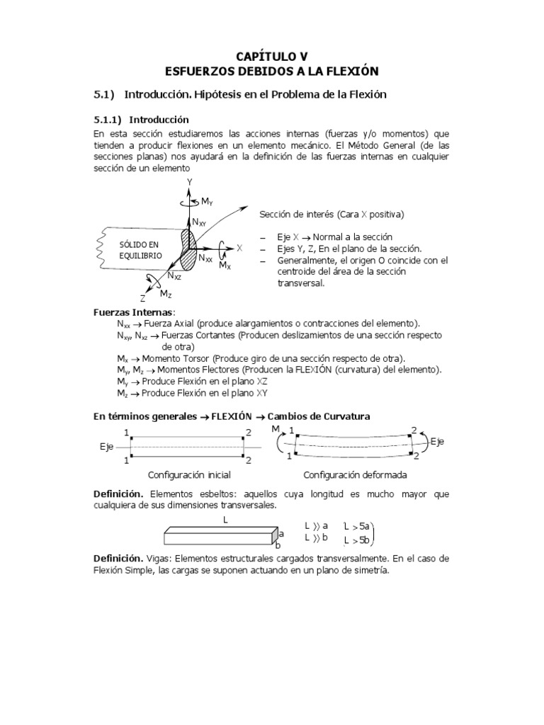 Capítulo V Esfuerzos Debidos A La Flexión | PDF | Doblar | Viga (Estructura)