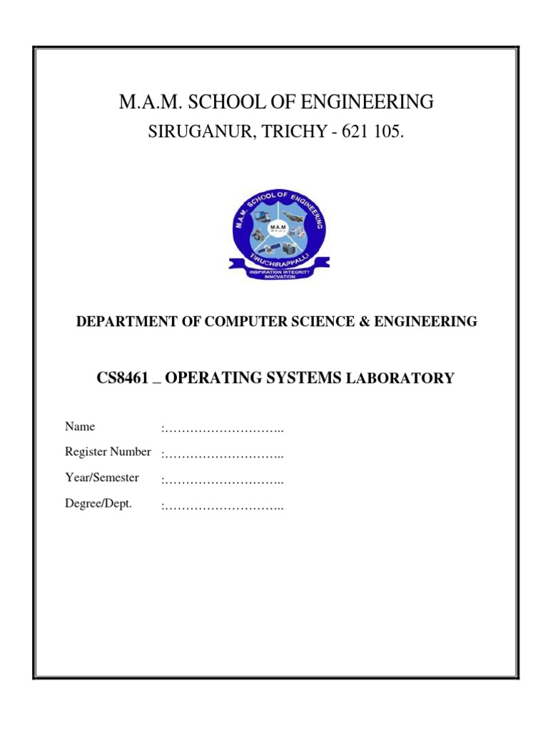 M.A.M. School of Engineering: Siruganur, Trichy - 621 105 | PDF | Computer File | Operating System