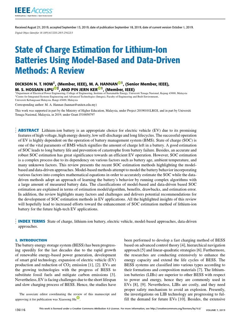 State Of Charge Estimation For Lithium Ion Batteries Using Model Based
