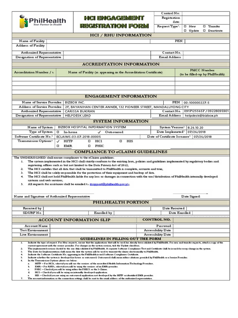 PhilHealth eClaims Registration Form | PDF | Electronic Health Record ...