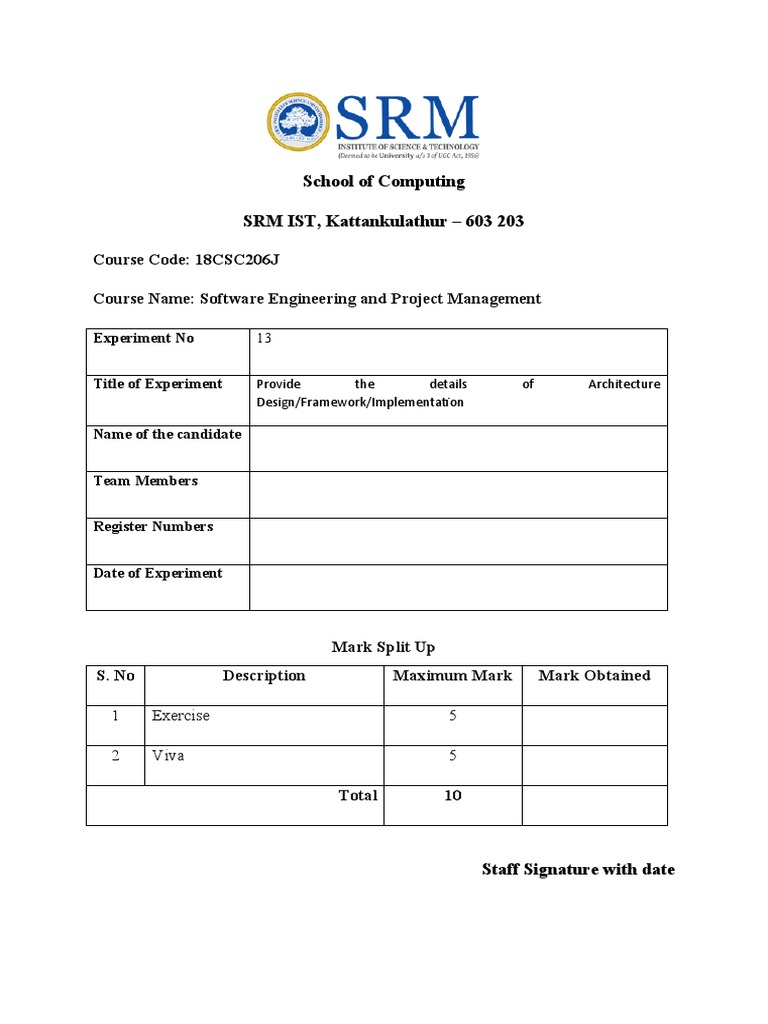18CSC206J SEPM Ex 13 | PDF 18CSC206J SEPM Ex 13 | PDF
