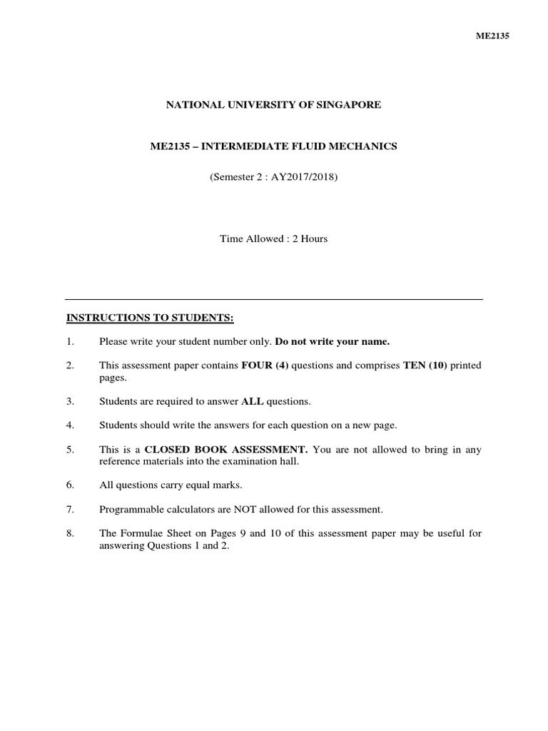 National University of Singapore | PDF | Fluid Dynamics | Physics