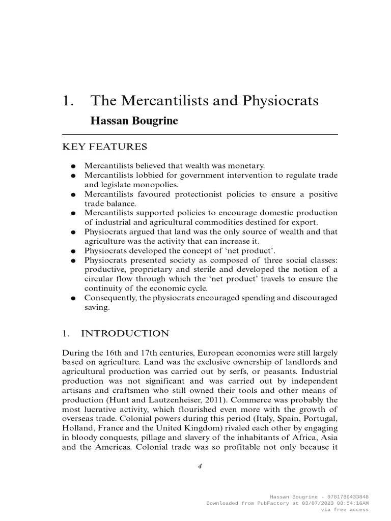 Mercantilist and Physiocrats | PDF | Mercantilism | Balance Of Trade