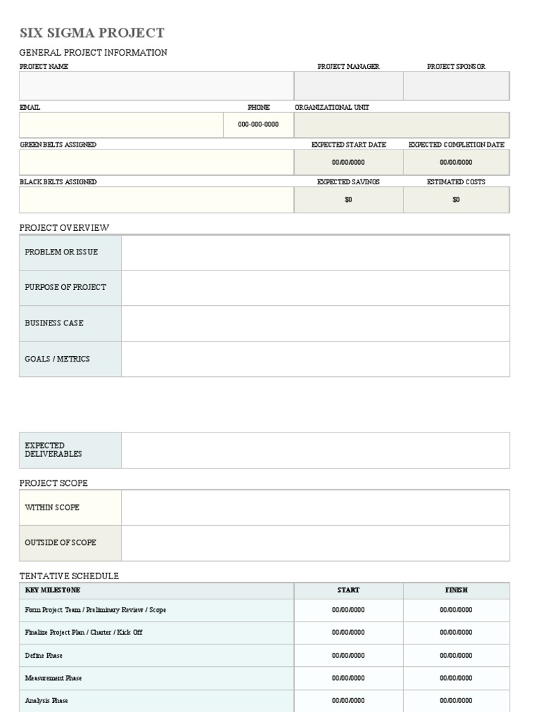 Six Sigma Project Charter Template | PDF
