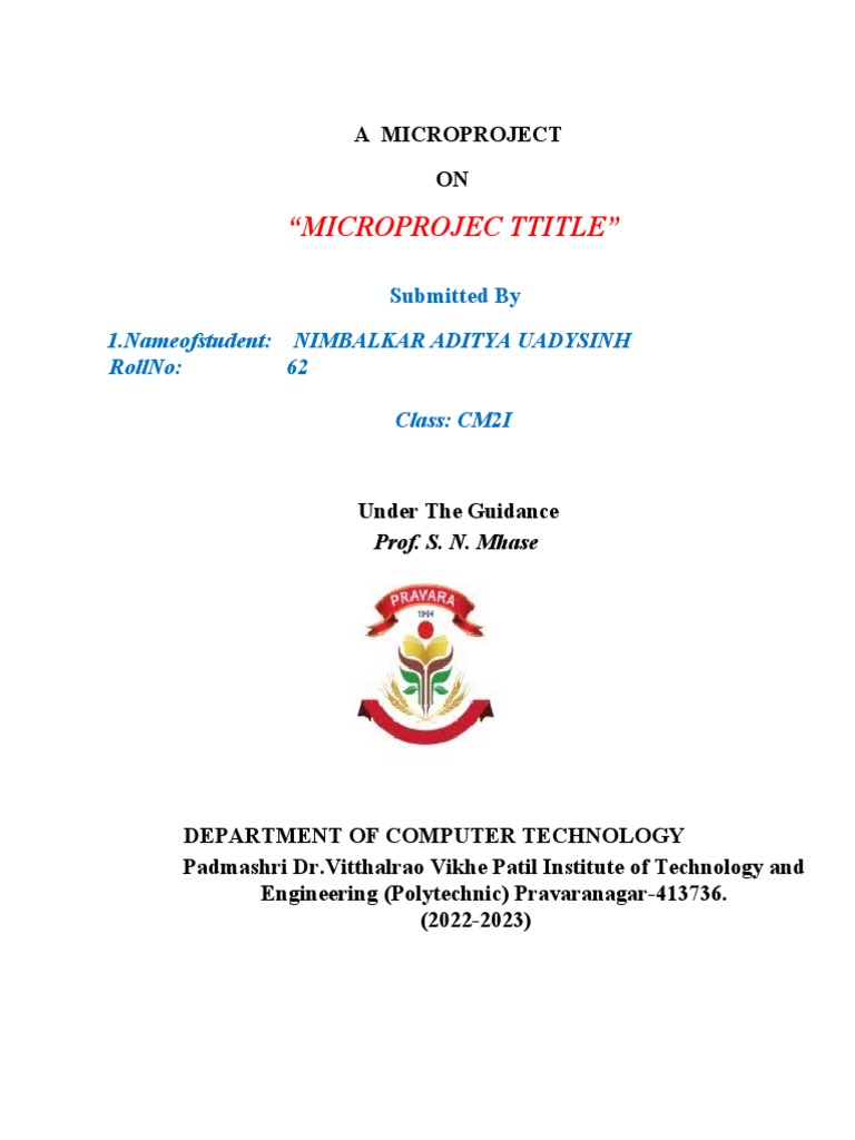 Microproject format-CM - 2022-23 | Download Free PDF | Engineering | Electrical Engineering