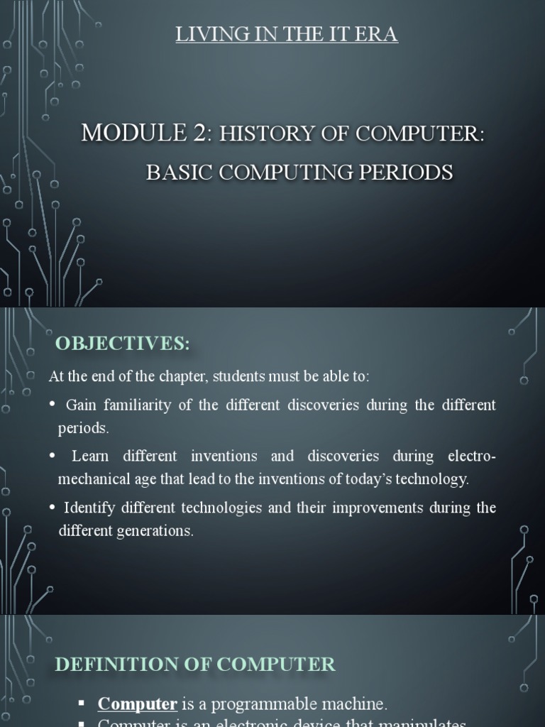 Living in The It Era: History of Computer: Basic Computing Periods | PDF | Information ...