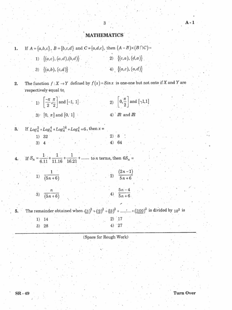 Comedk Uget Mathematics Question Paper 2016 | PDF