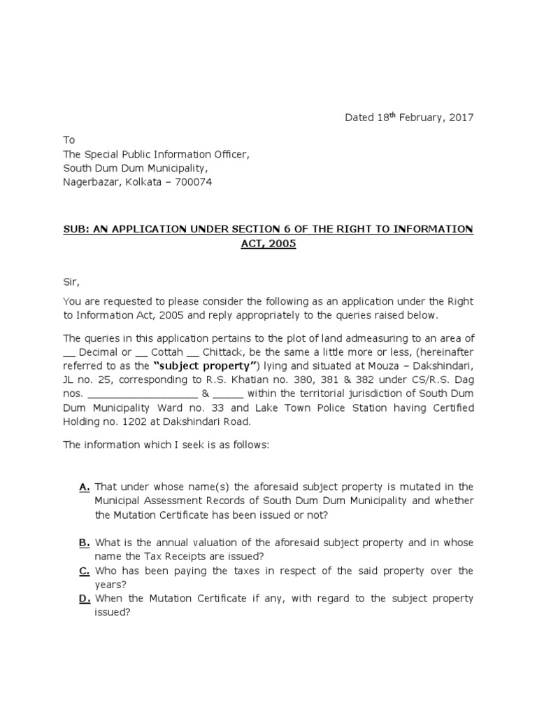 RTI Application | PDF