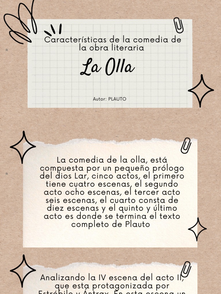 Características de La Comedia LA OLLA, de PLAUTO | PDF