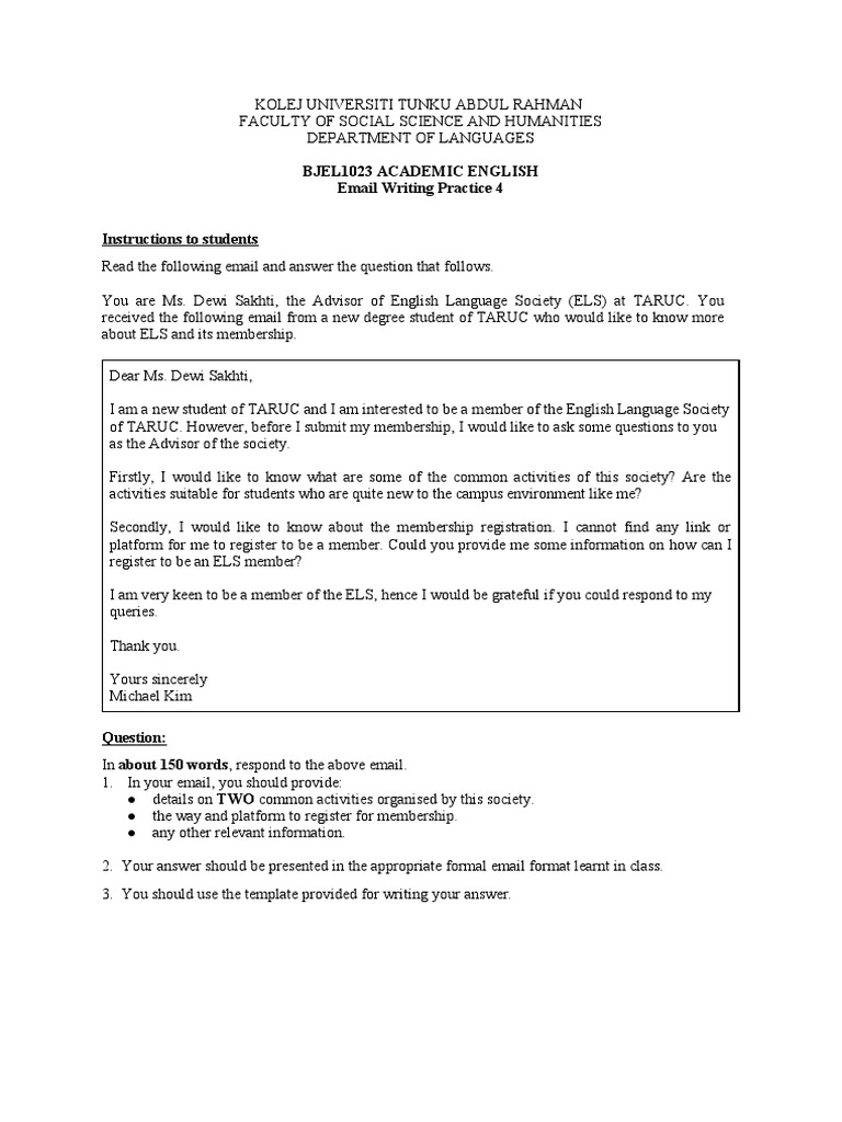 Practice 4 - Email Writing | PDF