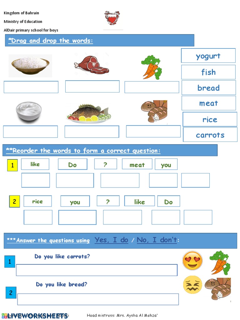 Food Worksheet | PDF