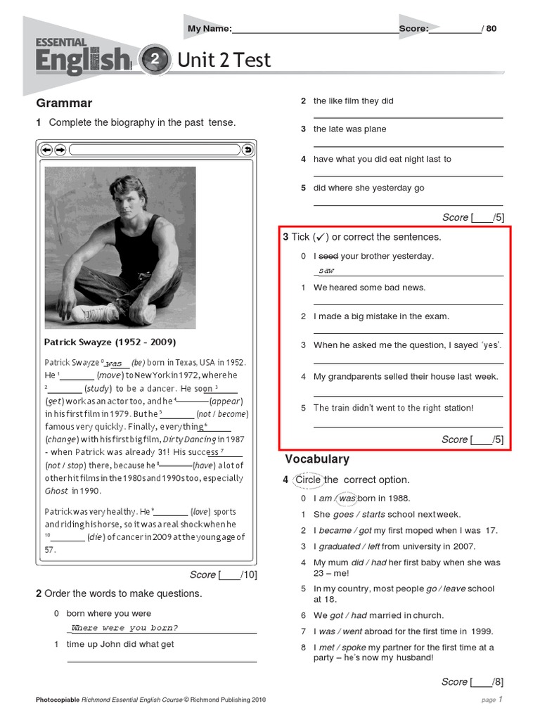 Unit 2 Test 2 Grammar | PDF