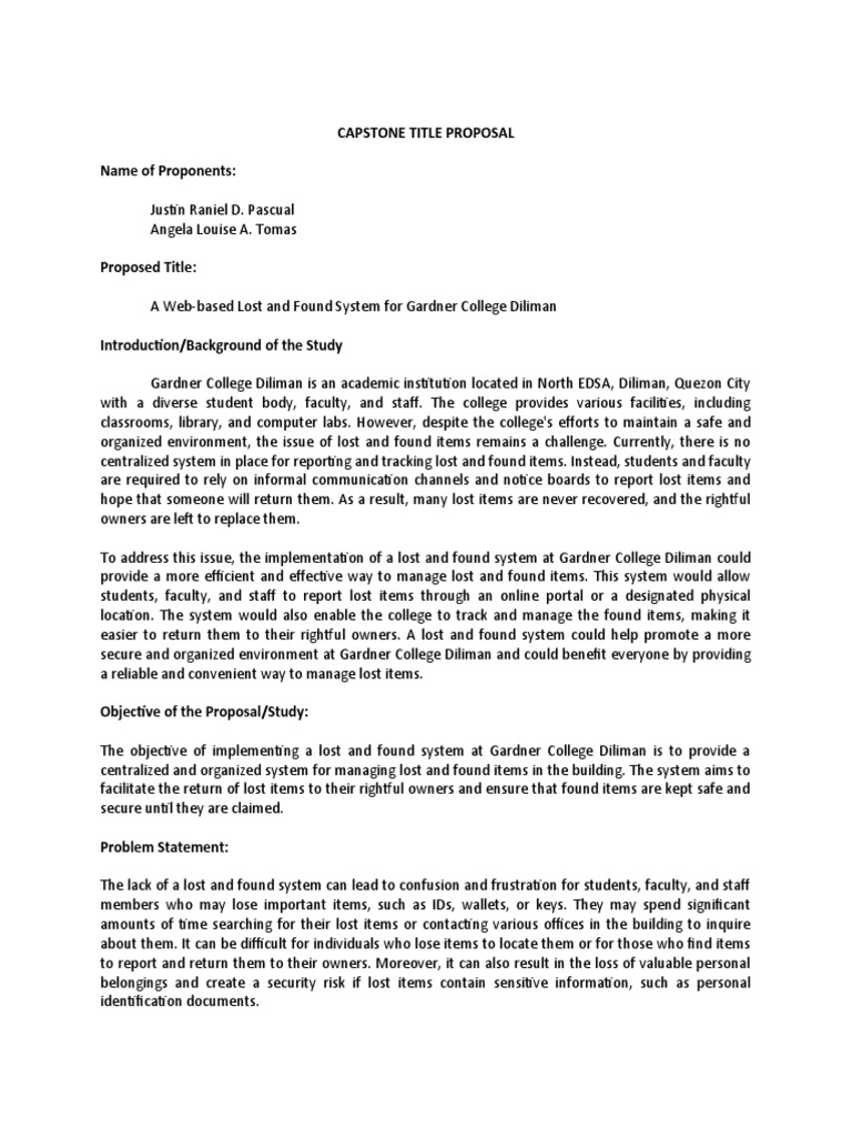 A Web-Based Lost and Found System For Gardner College Diliman | Download Free PDF | Databases ...