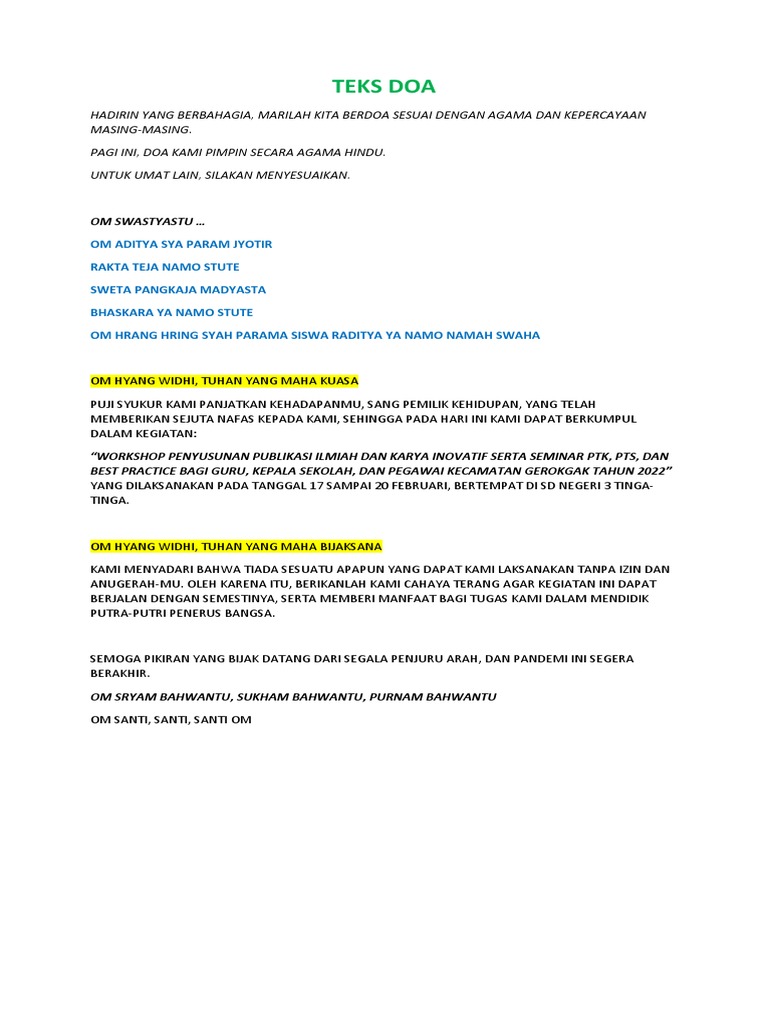 Teks Doa Seminar Workshop | PDF