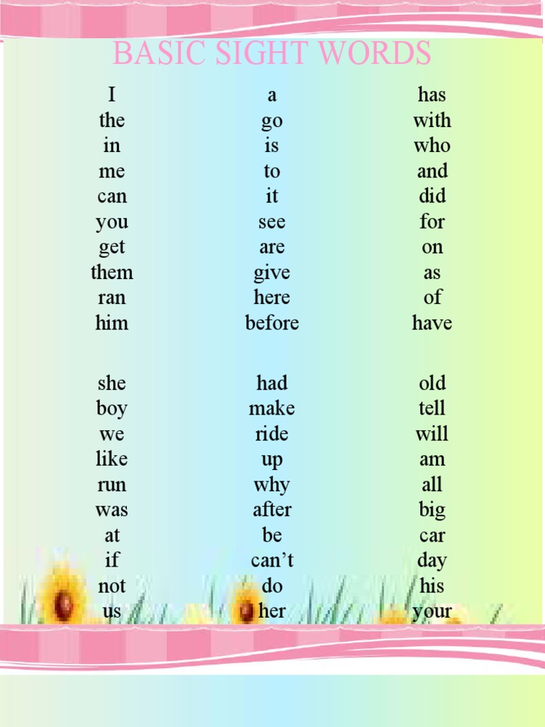 Basic Sight Words | PDF