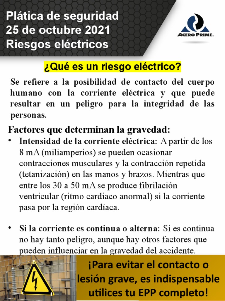 Plática de Seguridad RIESGOS ELÉCTRICOS 25-10-2021 | PDF