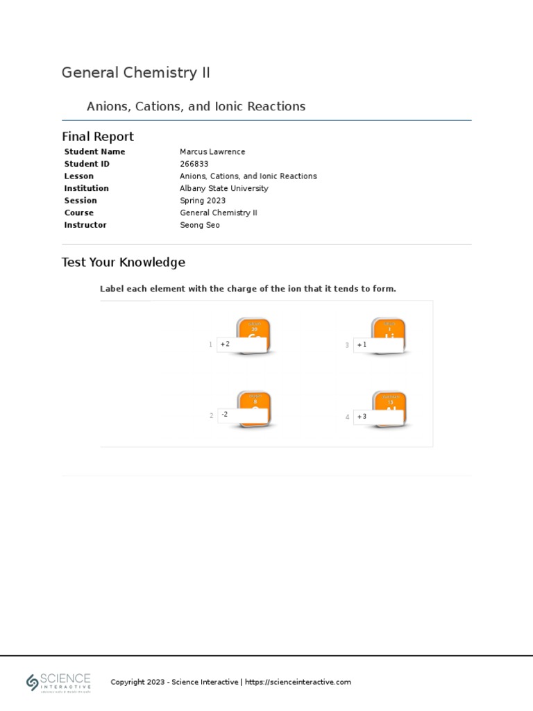 Final Report 3 | Download Free PDF | Ion | Chemical Compounds