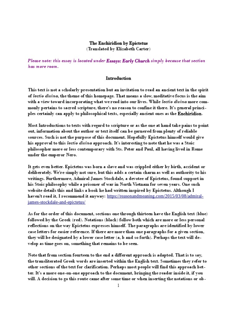 Epictetus' Enchiridion: A Stoic Guide | PDF | Epictetus