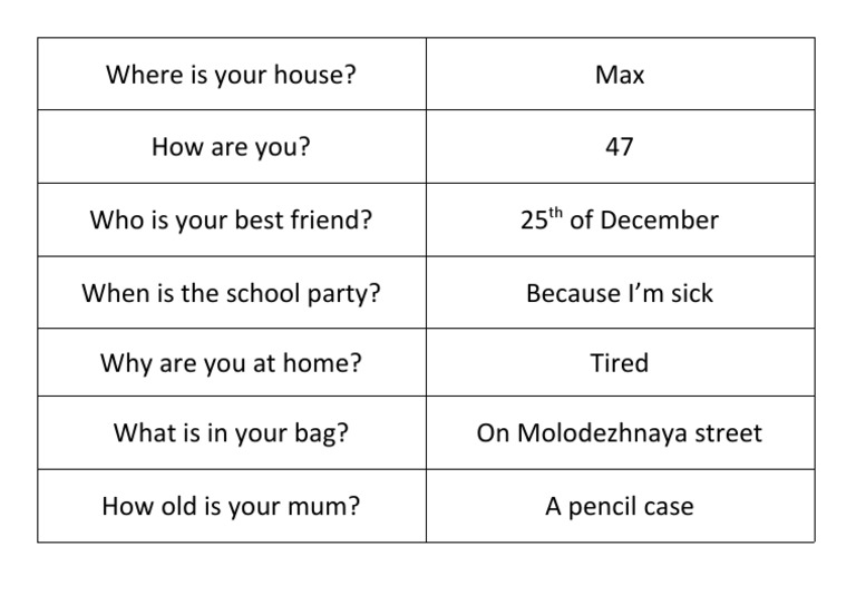 Questions and Answers for Kids | PDF