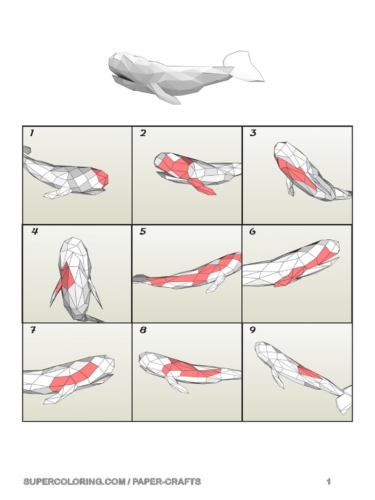 Low Poly Whale Paper Crafts | PDF