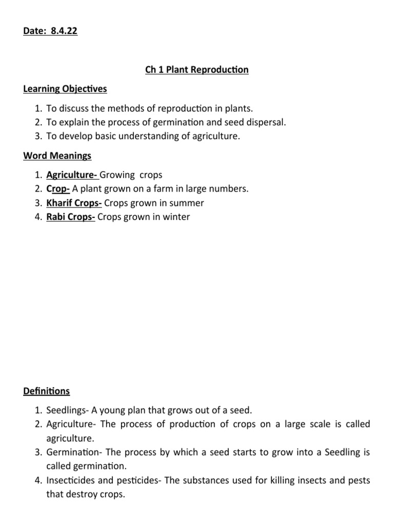 C5 - CH 1 - Plant Reproduction - Notebook Work 22-23 | PDF | Seed ...