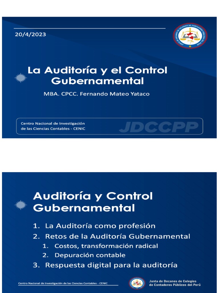 Auditoria y El Control Gubernamental en El Perú - 2023 | PDF | Contabilidad | Auditoría