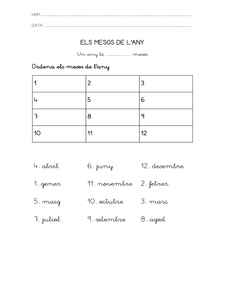 Mesos I Estacions de L'any | PDF