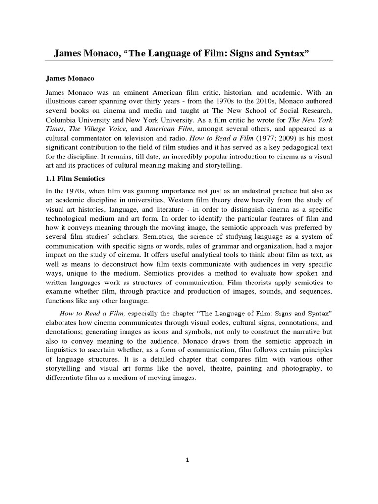 James Monaco | PDF | Composition (Visual Arts) | Semiotics