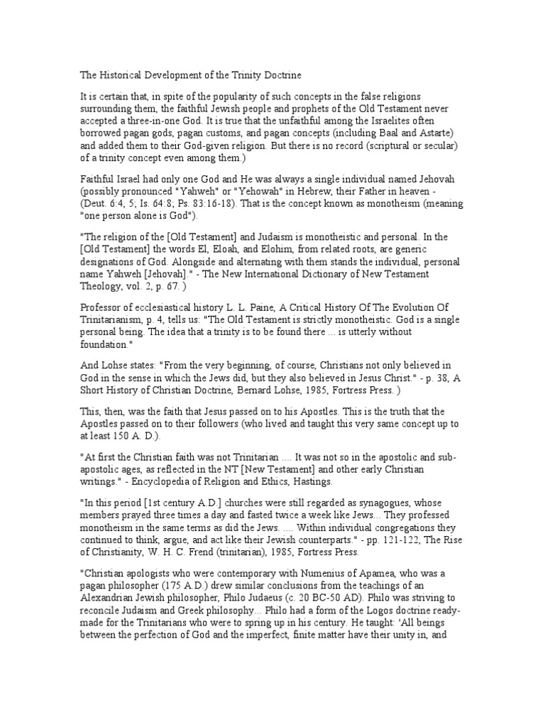 The Historical Development of The Trinity Doctrine | PDF | Trinity ...