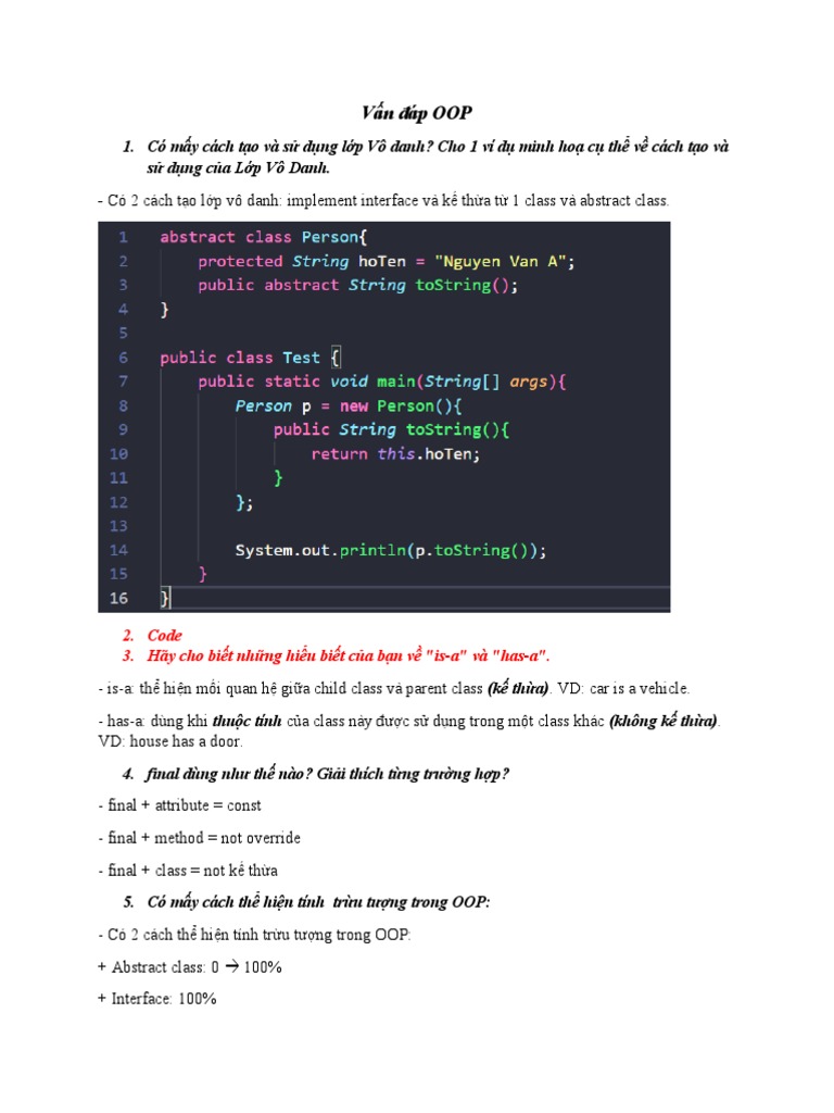 Vấn đáp OOP | PDF