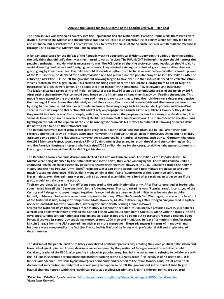 Causes of Spanish Civil War Outcome | PDF | Francisco Franco | Spanish ...