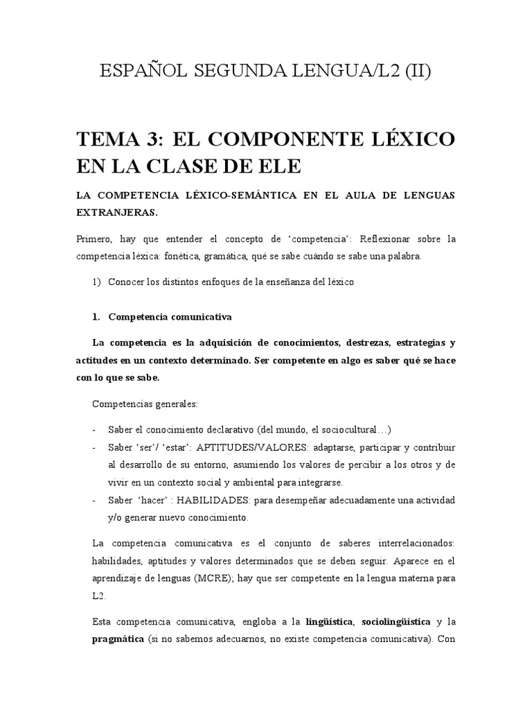 Español Segunda Lengua Ii | PDF | Palabra | Léxico